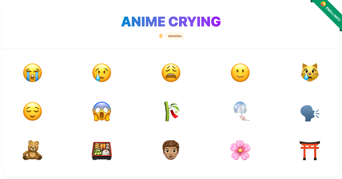 Anime Crying Emojis 😭 😢 😩 | Meaning, Copy & Paste