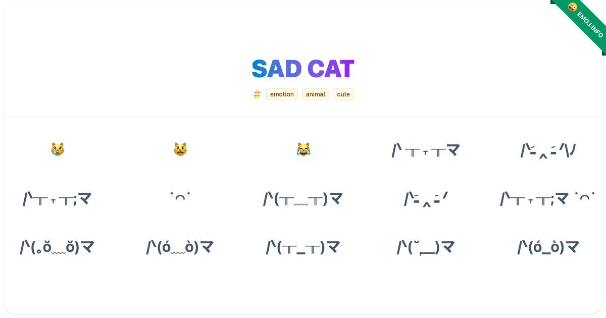 Sad Cat Emojis 😿 😾 😹 | Meaning, Copy & Paste