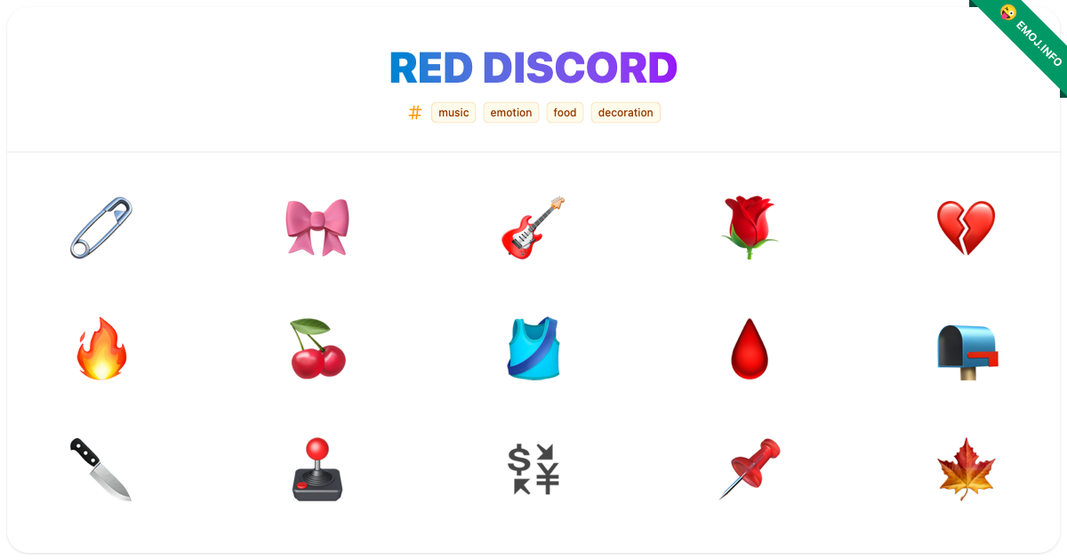 Red Discord Emojis 🧷 🎀 🎸 | Meaning, Copy & Paste