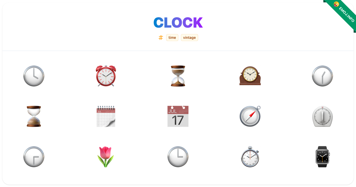 Clock Emojis 🕓 ⏰ ⏳ | Meaning, Copy & Paste
