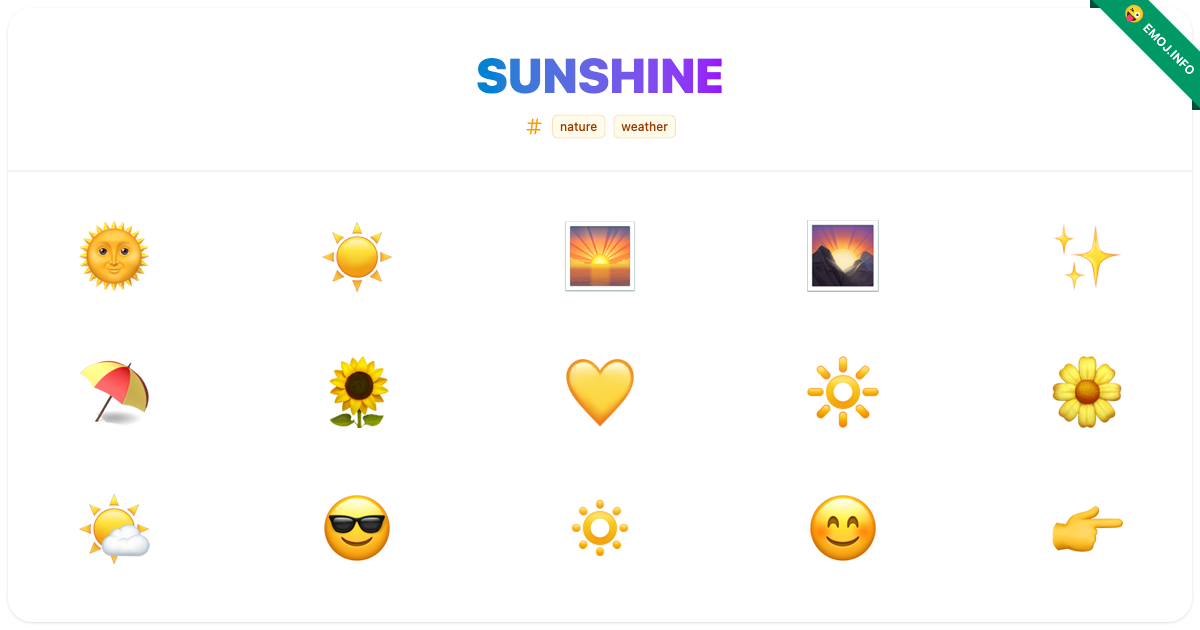 Sunshine Emojis 🌞 ☀️ 🌅 | Meaning, Copy & Paste