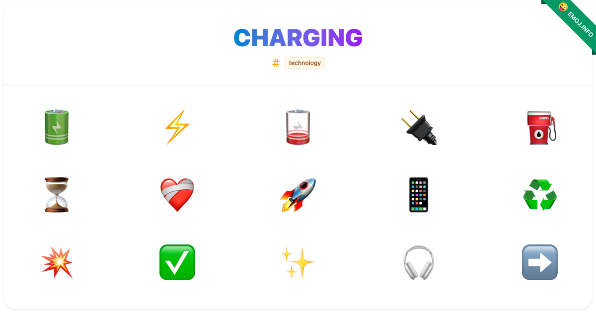 Charging Emojis 🔋 ⚡ 🪫 | Meaning, Copy & Paste