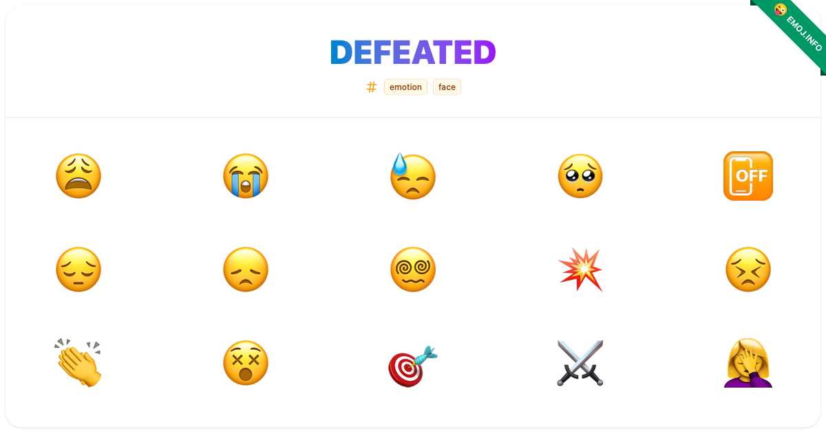 Defeated Emojis 😩 😭 😓 | Meaning, Copy & Paste