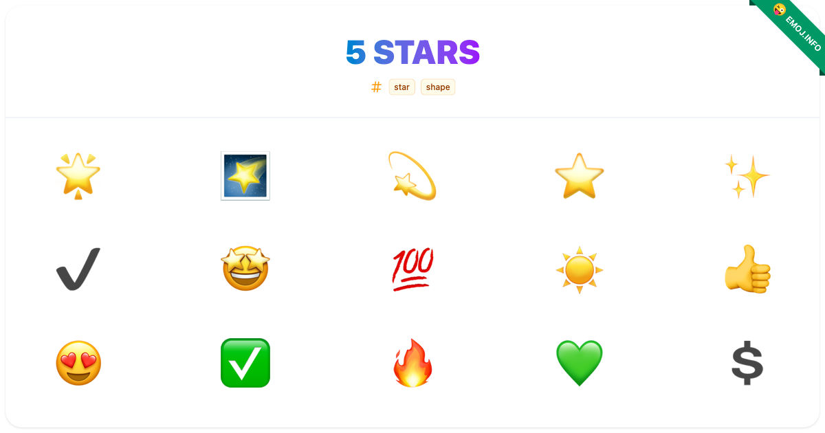 5 Stars Emojis 🌟 🌠 💫 | Meaning, Copy & Paste