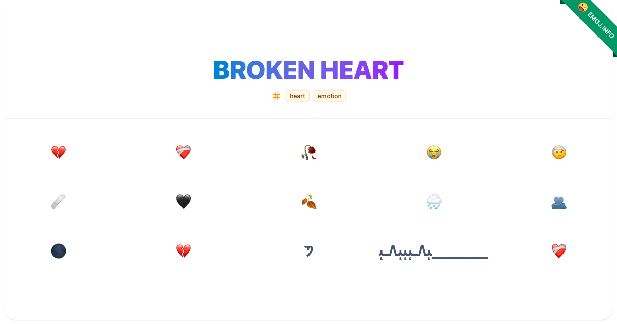Broken Heart Emojis 💔 ️‍🩹 🥀 | Meaning, Copy & Paste