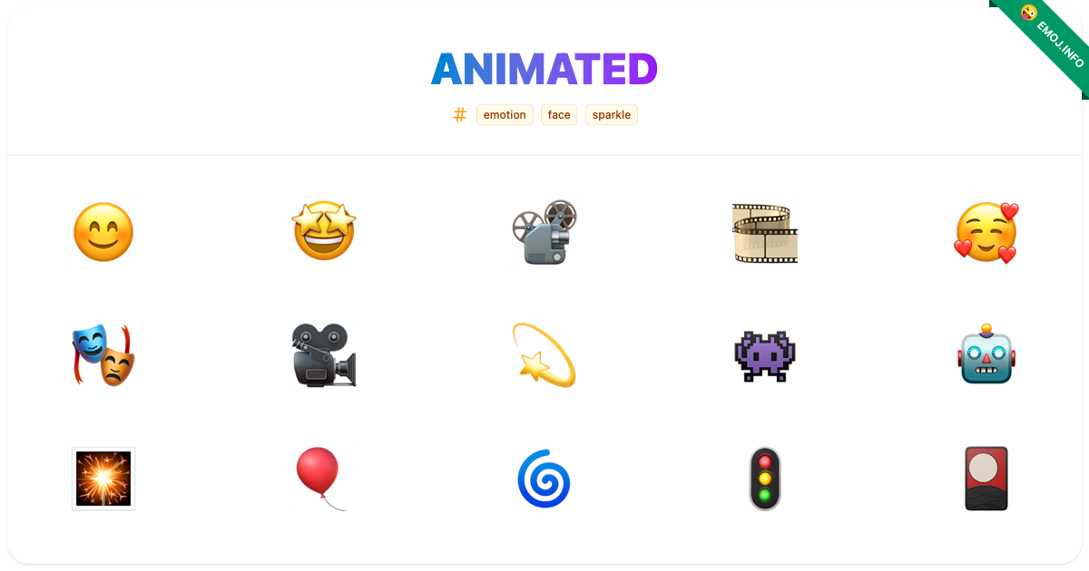 Animated Emojis 😊 🤩 📽️ | Meaning, Copy & Paste