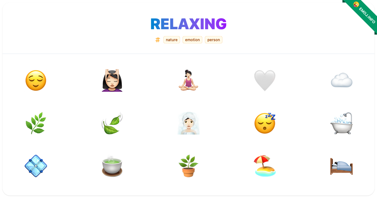 Relaxing Emojis 😌 💆🏻‍♀️ 🧘🏻‍♀️ | Meaning, Copy & Paste