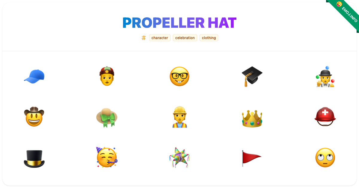 Propeller Hat Emojis 🧢 👲 🤓 | Meaning, Copy & Paste
