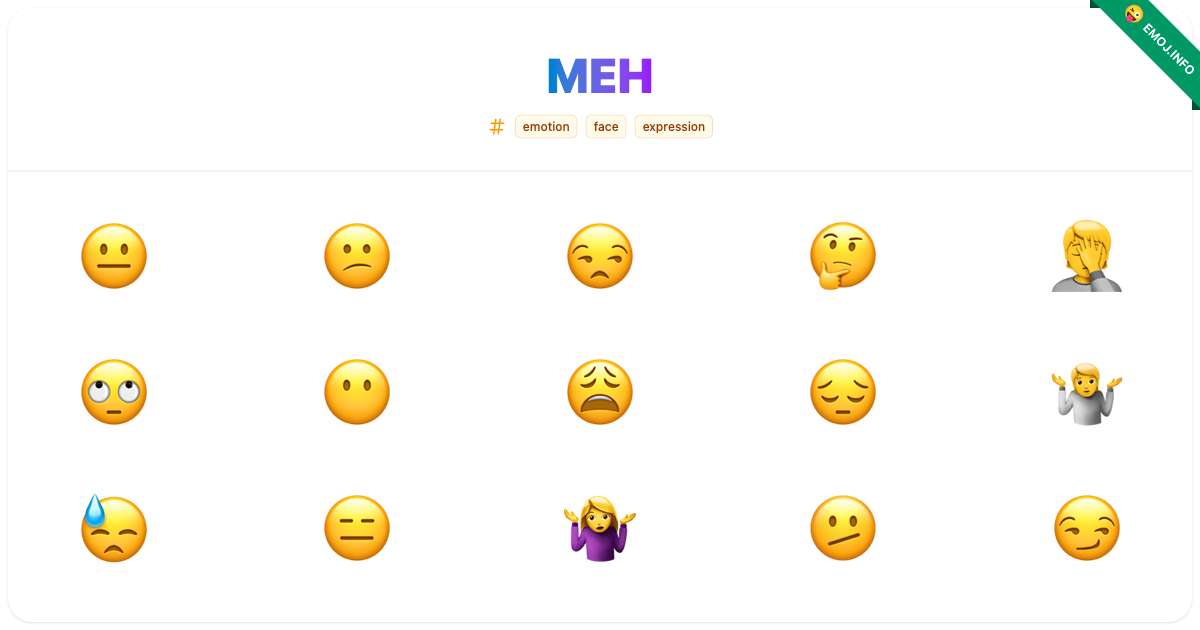 Meh Emojis 😐 😕 😒 | Meaning, Copy & Paste