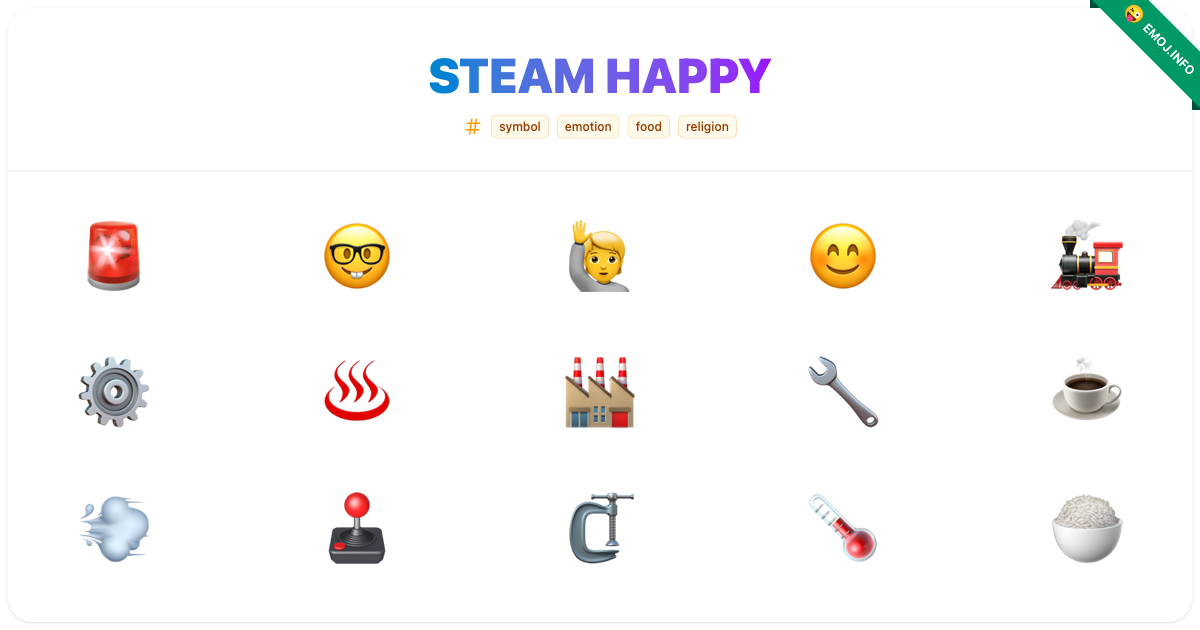 Steam Happy Emojis 🚨 🤓 🙋 | Meaning, Copy & Paste