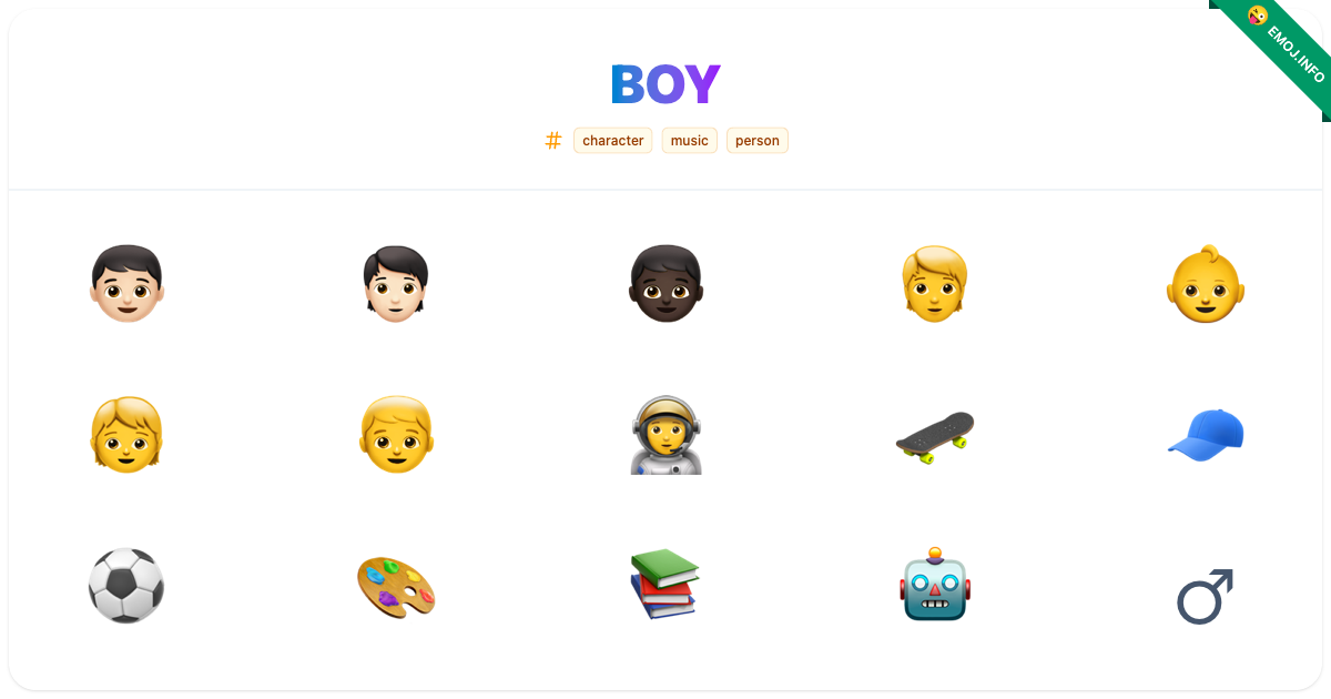 Boy Emojis 👦🏻 🧑🏻 👦🏿 | Meaning, Copy & Paste