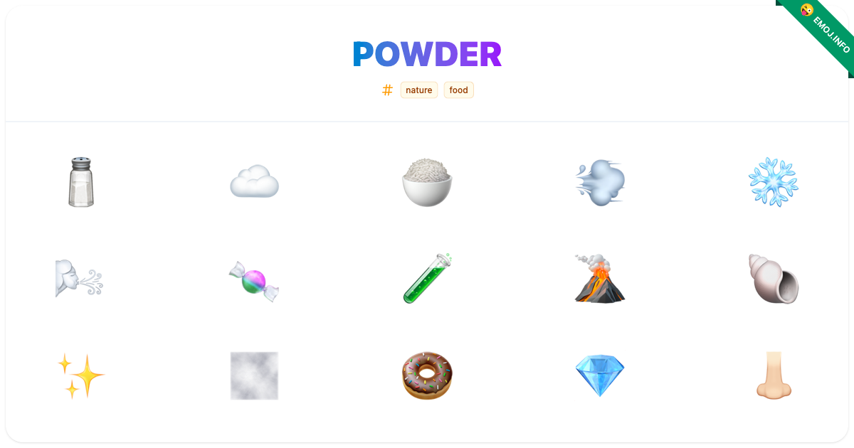 Powder Emojis 🧂 ☁️ 🍚 | Meaning, Copy & Paste