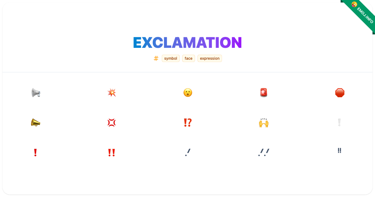 Exclamation Emojis 📢 💥 😮 | Meaning, Copy & Paste