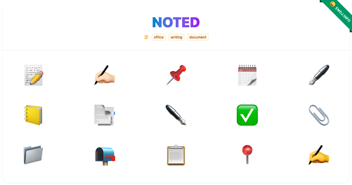 Noted Emojis 📝 🏻 📌 | Meaning, Copy & Paste