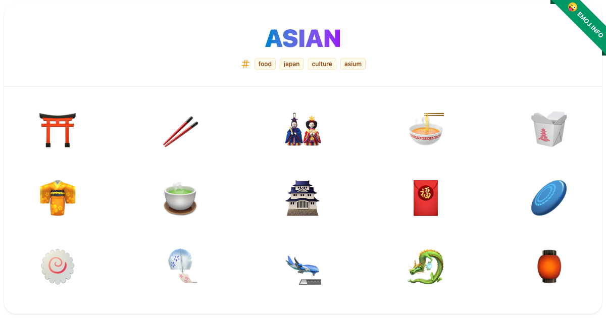 Asian Emojis ⛩️ 🥢 🎎 | Meaning, Copy & Paste