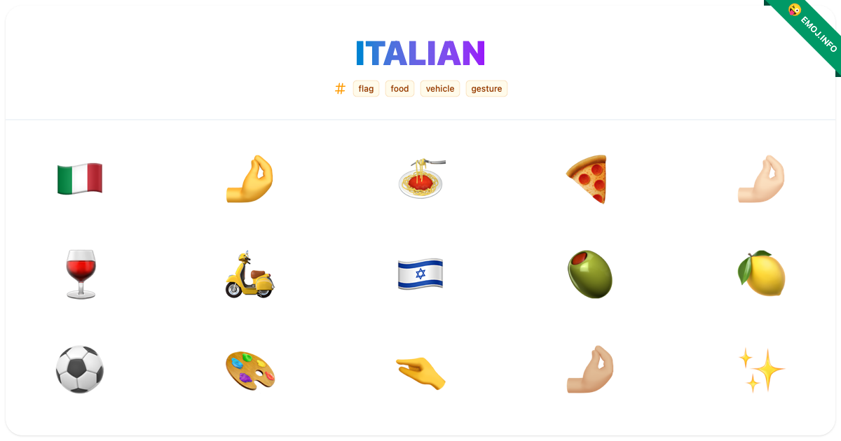 Italian Emojis 🇮🇹 🤌 🍝 | Meaning, Copy & Paste