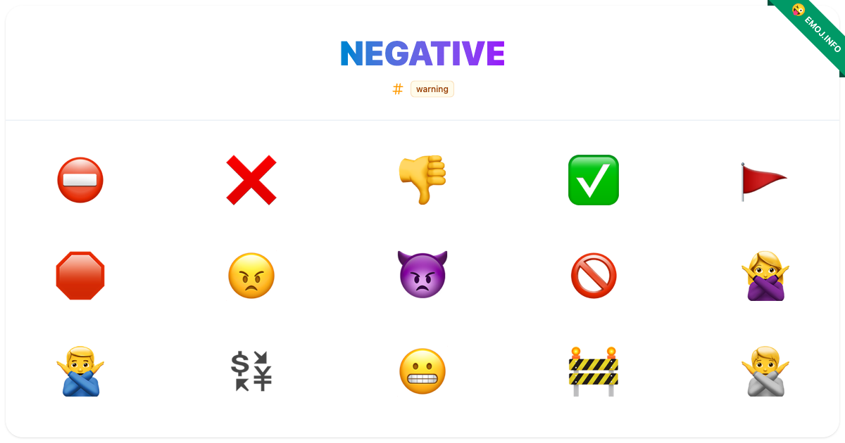 Negative Emojis ⛔ 👎 | Meaning, Copy & Paste