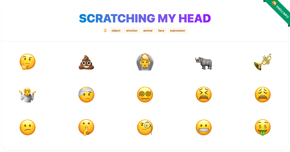 Scratching My Head Emojis 🤔 💩 🙆 | Meaning, Copy & Paste