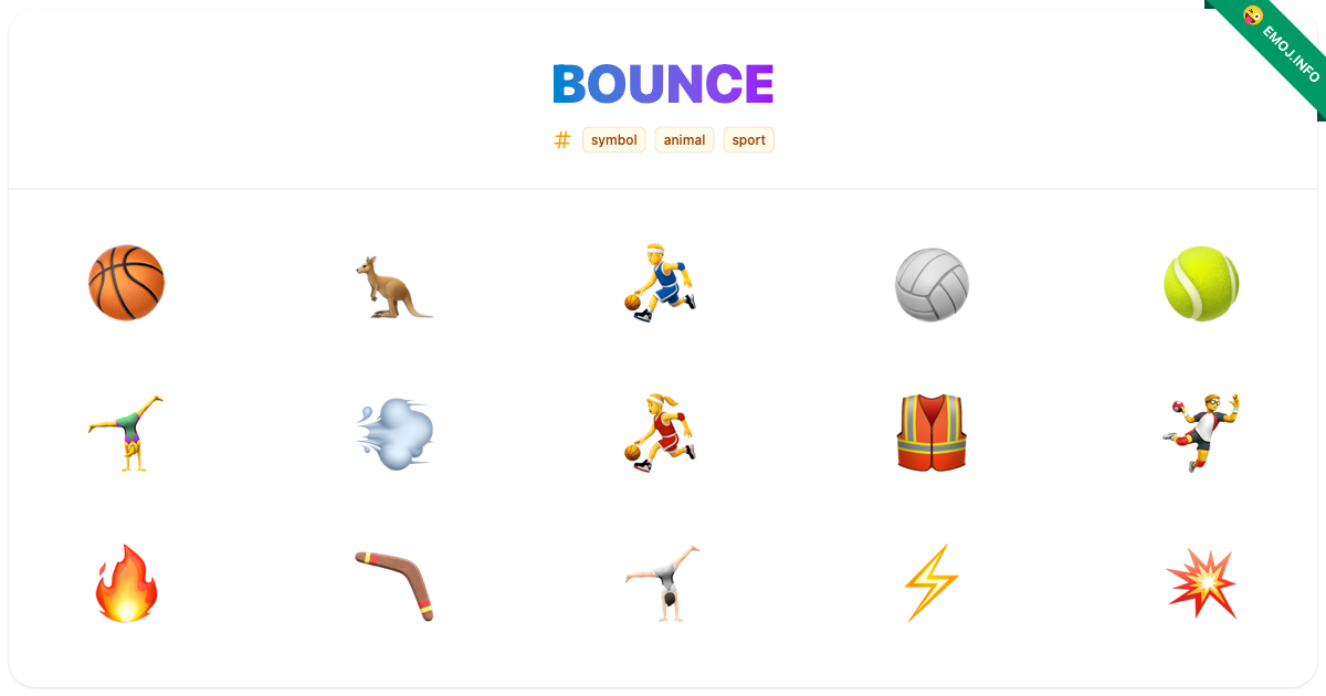 Bounce Emojis 🏀 🦘 ⛹️‍♂️ | Meaning, Copy & Paste