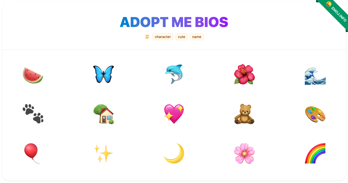 Adopt Me Bios Emojis 🍉 🦋 🐬 | Meaning, Copy & Paste