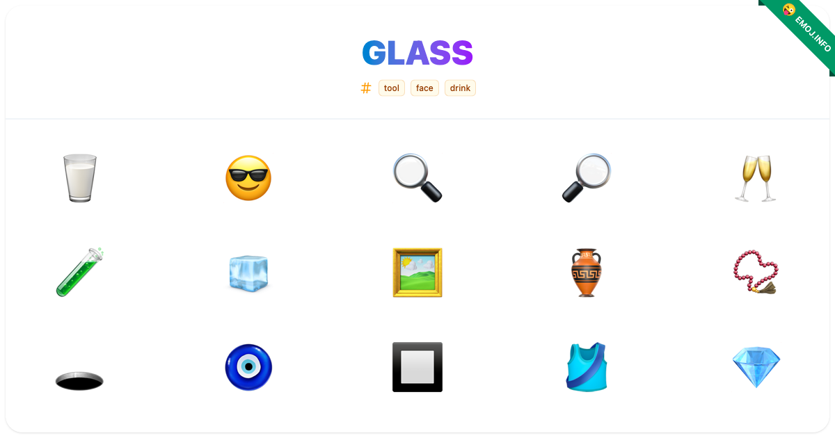 Glass Emojis 🥛 😎 🔍 | Meaning, Copy & Paste