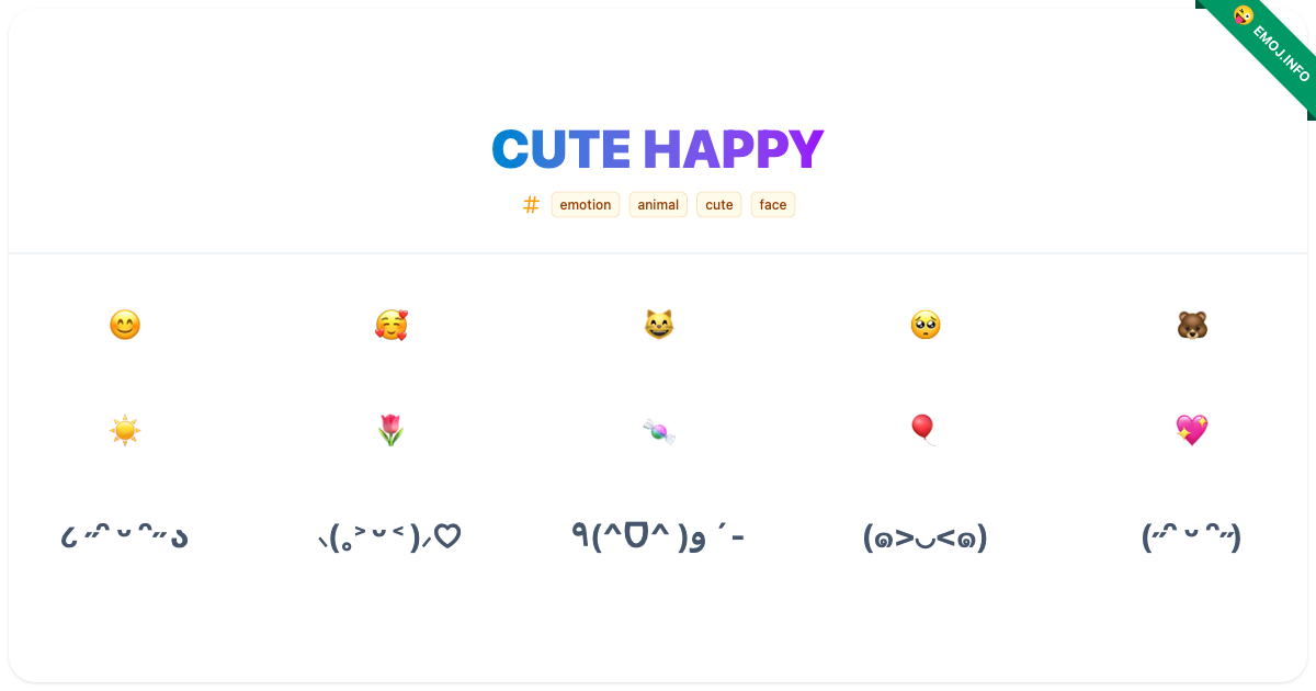 Cute Happy Emojis 😊 🥰 😸 | Meaning, Copy & Paste