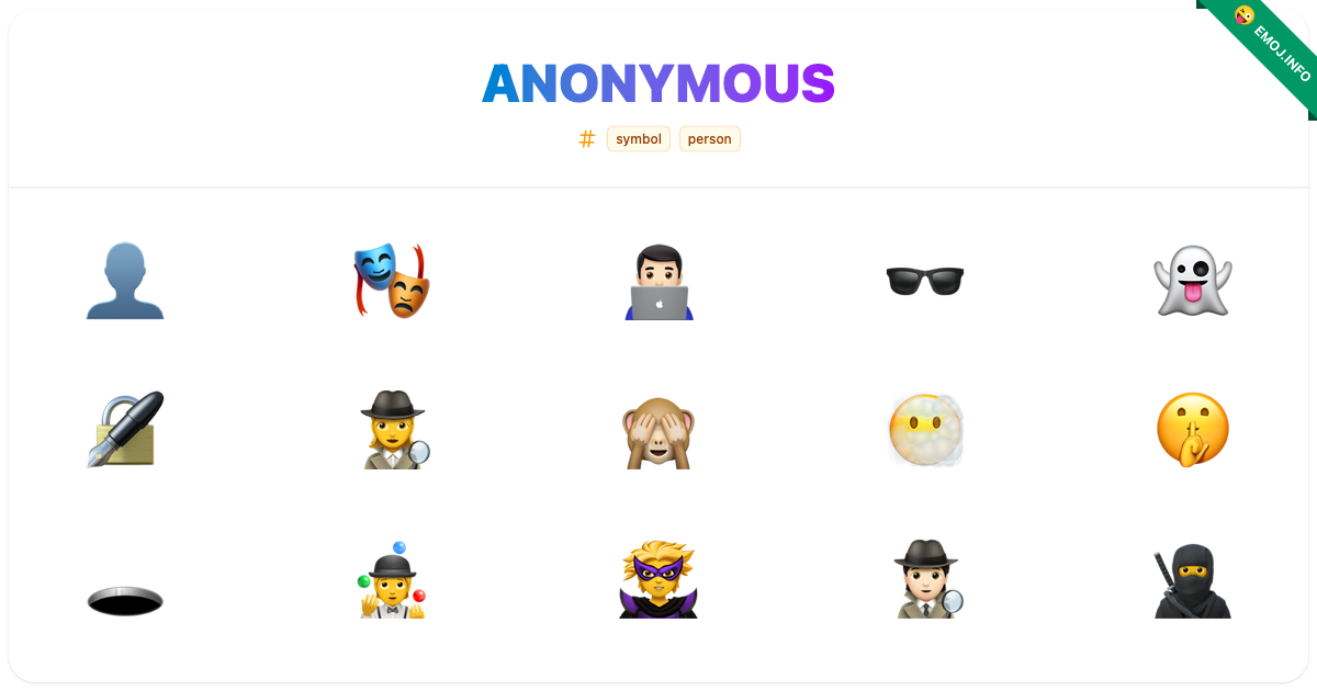 Anonymous Emojis 👤 🎭 👨🏻‍💻 | Meaning, Copy & Paste