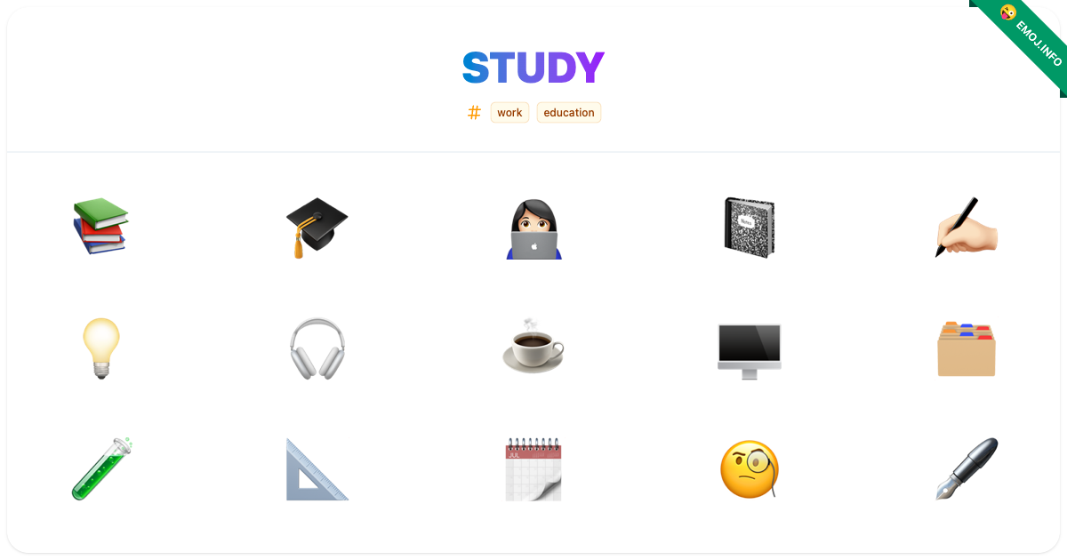 Study Emojis 📚 🎓 👩🏻‍💻 | Meaning, Copy & Paste