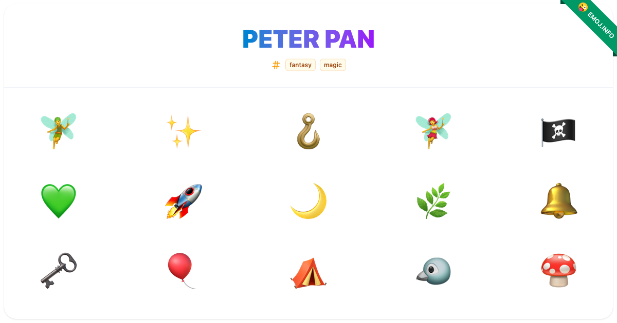 Peter Pan Emojis 🧚 🪝 | Meaning, Copy & Paste