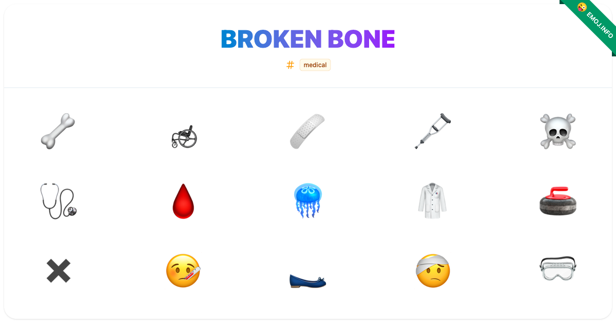Broken Bone Emojis 🦴 🦽 🩹 | Meaning, Copy & Paste