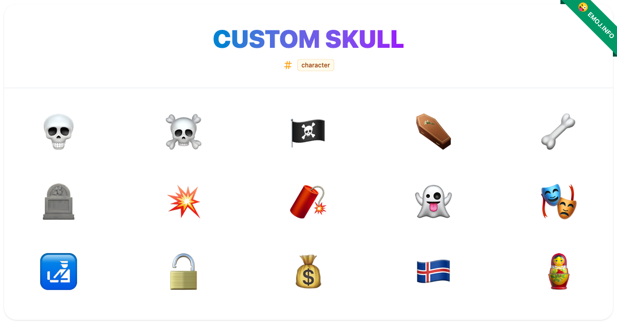 Custom Skull Emojis 💀 ☠️ 🏴‍☠️ | Meaning, Copy & Paste