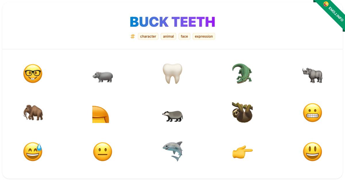 Buck Teeth Emojis 🤓 🦛 🦷 | Meaning, Copy & Paste