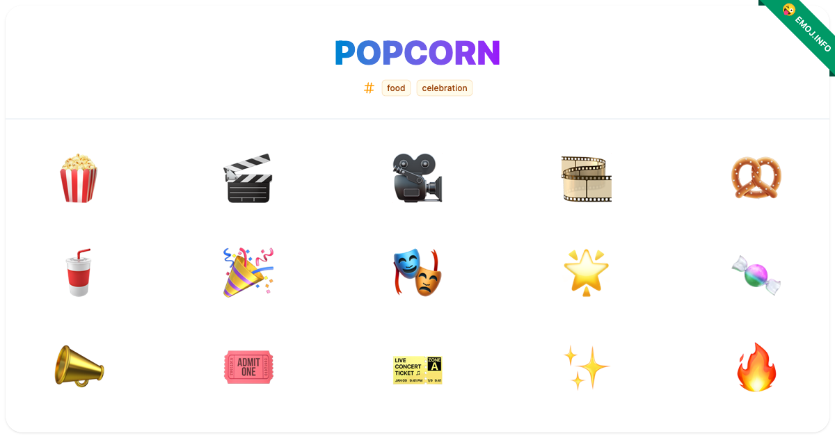 Popcorn Emojis 🍿 🎬 🎥 | Meaning, Copy & Paste