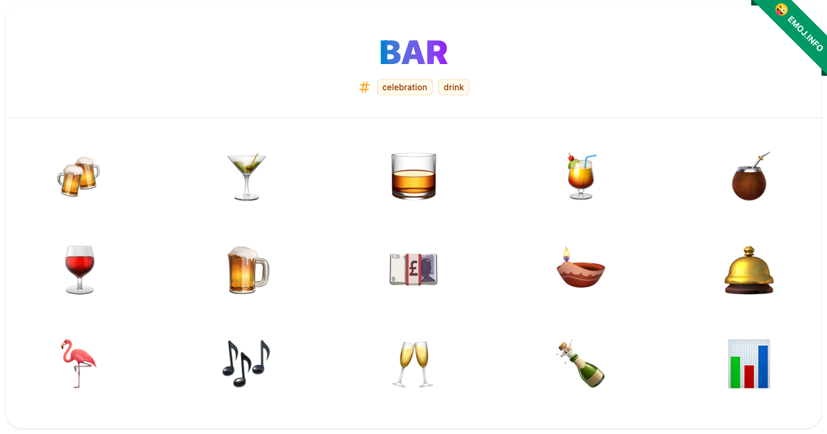 Bar Emojis 🍻 🍸 🥃 | Meaning, Copy & Paste