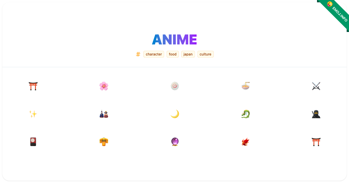 Anime Emojis ⛩️ 🌸 🍥 | Meaning, Copy & Paste
