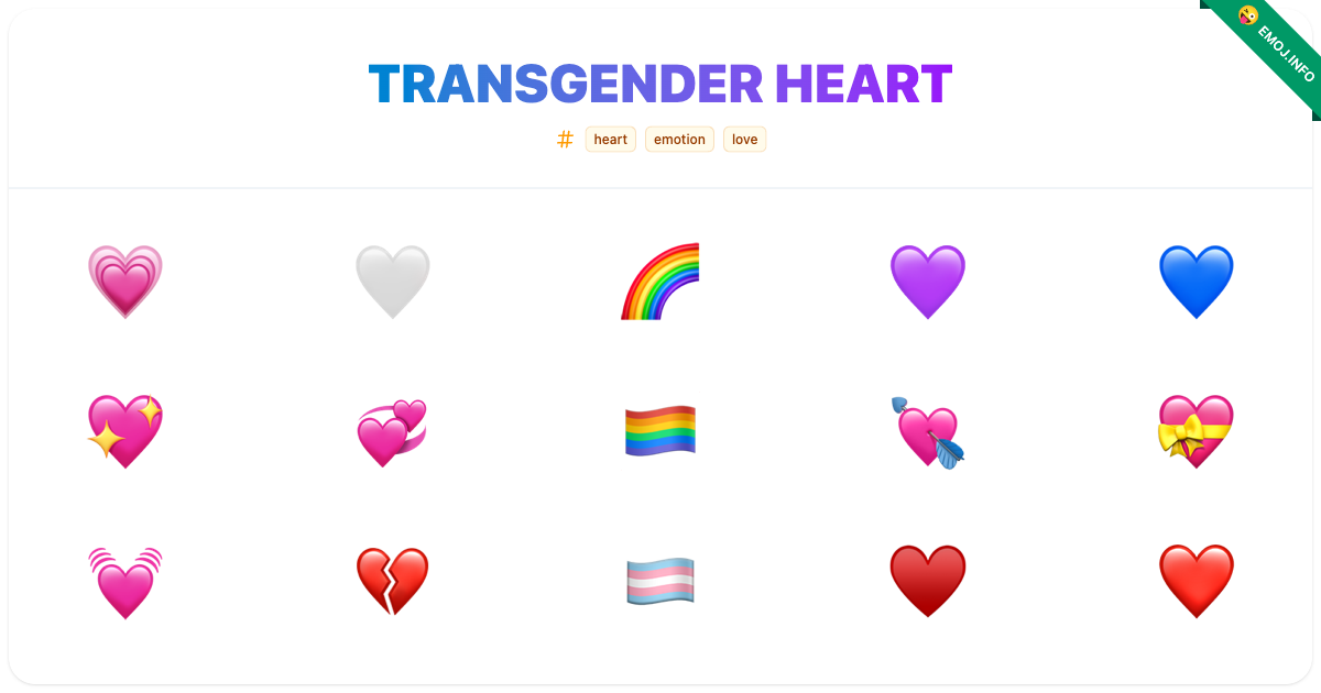 Transgender Heart Emojis 💗 🤍 🌈 | Meaning, Copy & Paste