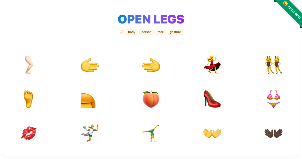 Open Legs Emojis 🦵🏻 🫱 🫲 | Meaning, Copy & Paste
