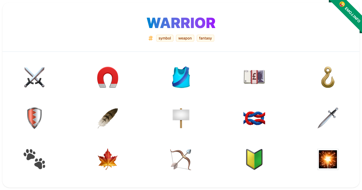 Warrior Emojis ⚔️ 🧲 🎽 | Meaning, Copy & Paste