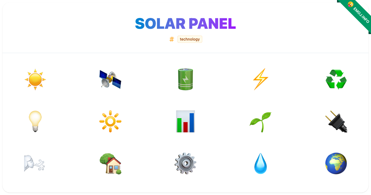 Solar Panel Emojis ☀️ 🛰️ 🔋 | Meaning, Copy & Paste
