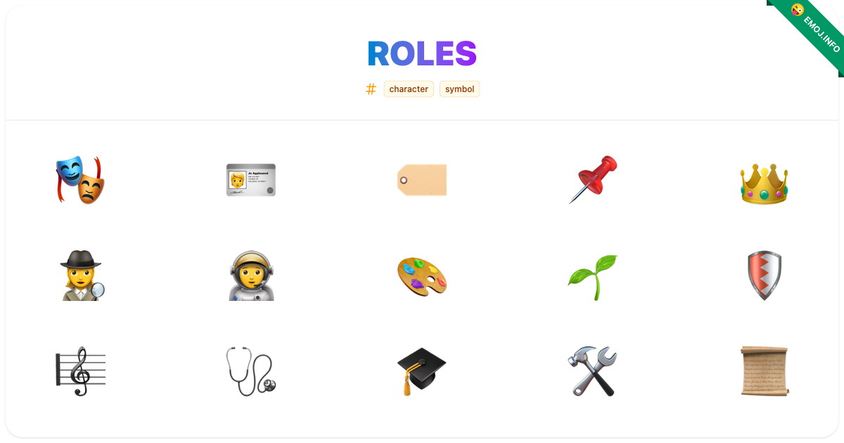 Roles Emojis 🎭 🪪 🏷️ | Meaning, Copy & Paste
