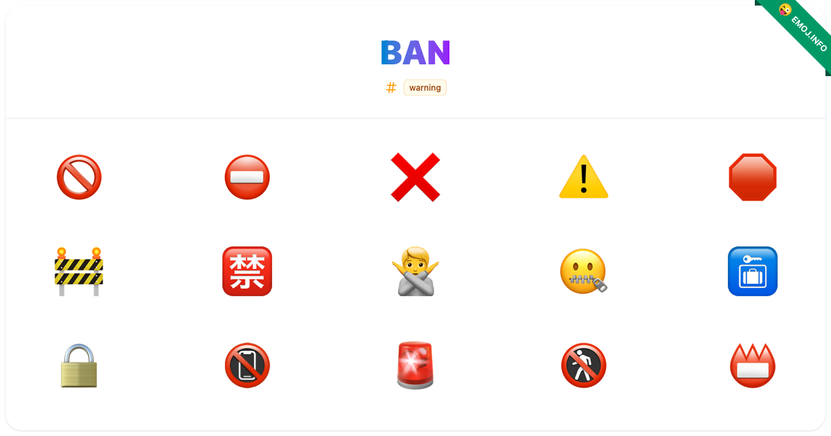 Ban Emojis 🚫 ⛔ | Meaning, Copy & Paste