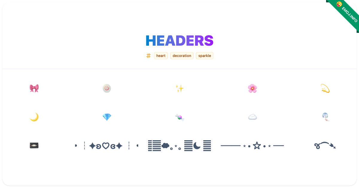 Headers Emojis 🎀 🍥 | Meaning, Copy & Paste