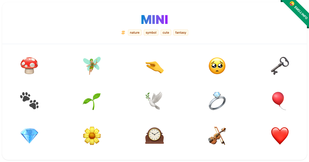 Mini Emojis 🍄 🧚🏼 🤏 | Meaning, Copy & Paste