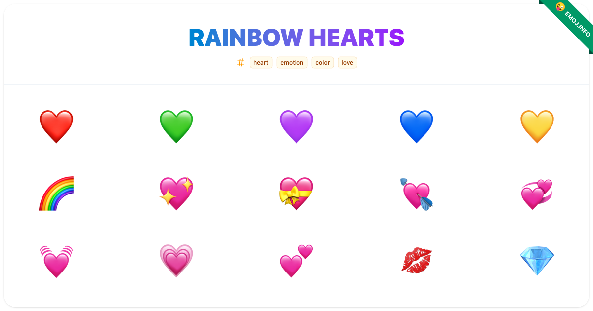 Rainbow Hearts Emojis ️ 💚 💜 | Meaning, Copy & Paste