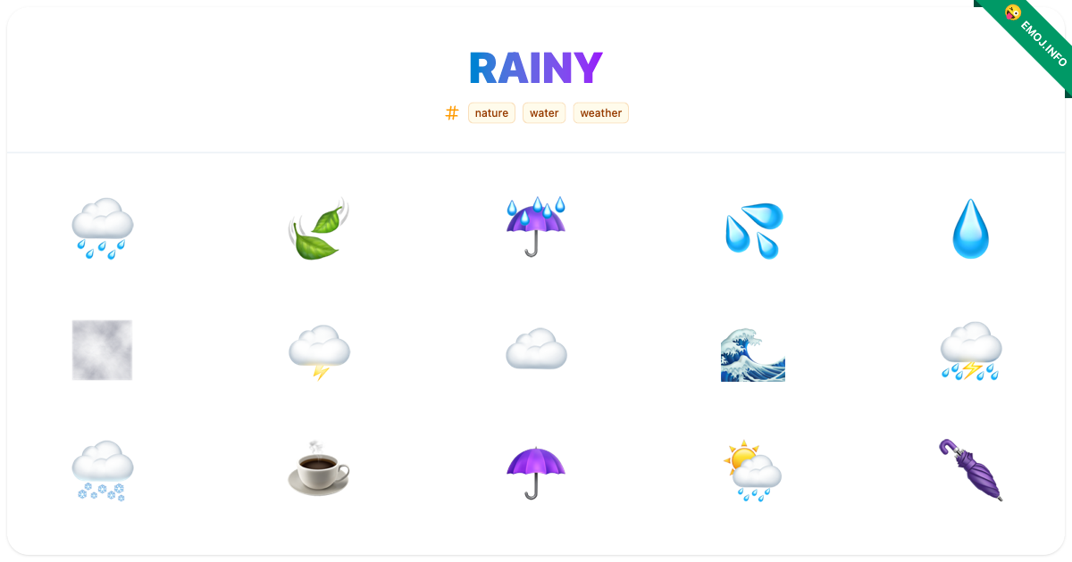 Rainy Emojis 🌧️ 🍃 ☔ | Meaning, Copy & Paste