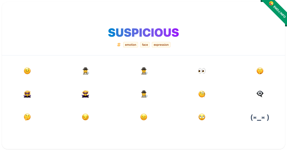Suspicious Emojis 🤨 🕵️‍♀️ 🕵️‍♂️ | Meaning, Copy & Paste