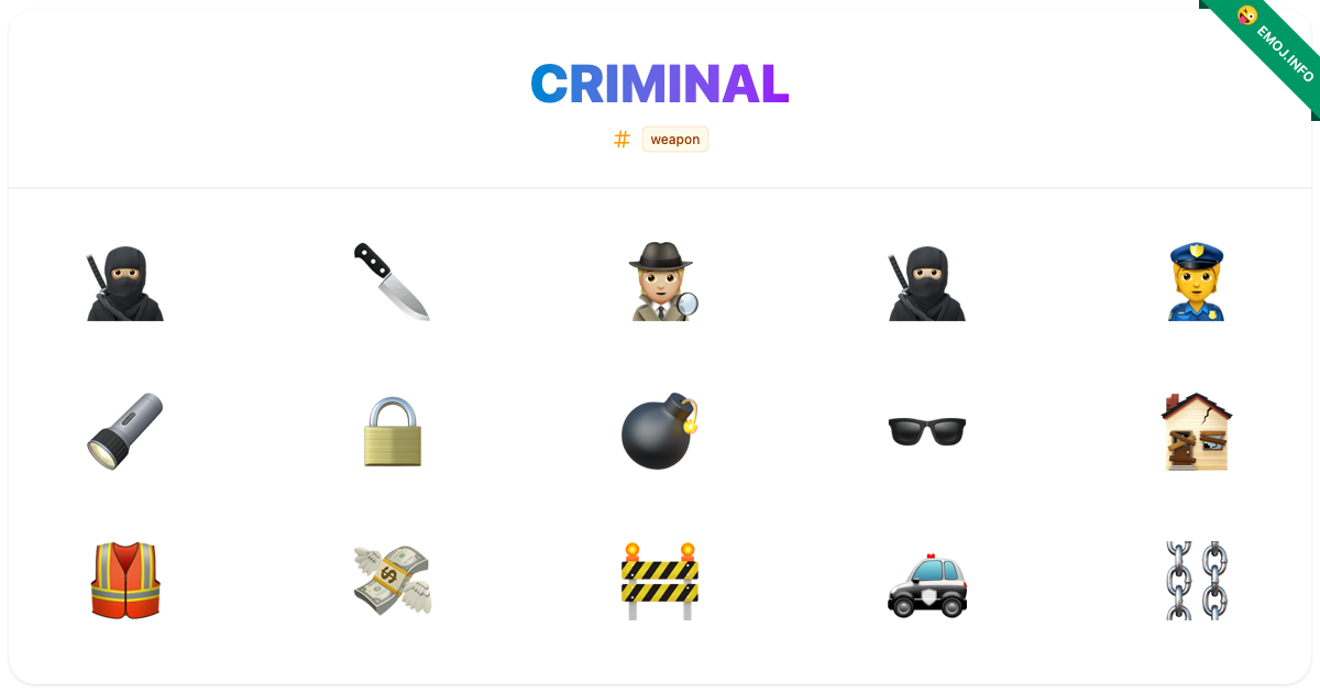 Criminal Emojis 🥷🏼 🔪 🕵🏼 | Meaning, Copy & Paste