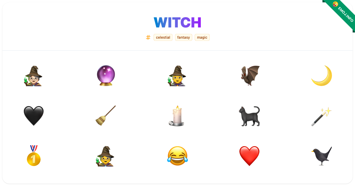 Witch Emojis 🧙🏻‍♀️ 🔮 🧙 | Meaning, Copy & Paste