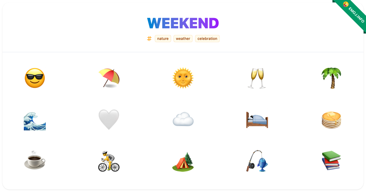 Weekend Emojis 😎 ⛱️ 🌞 | Meaning, Copy & Paste
