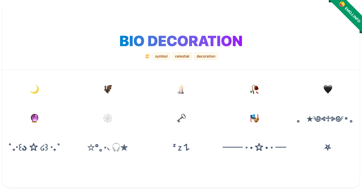 Bio Decoration Emojis 🌙 🦇 🕯️ | Meaning, Copy & Paste
